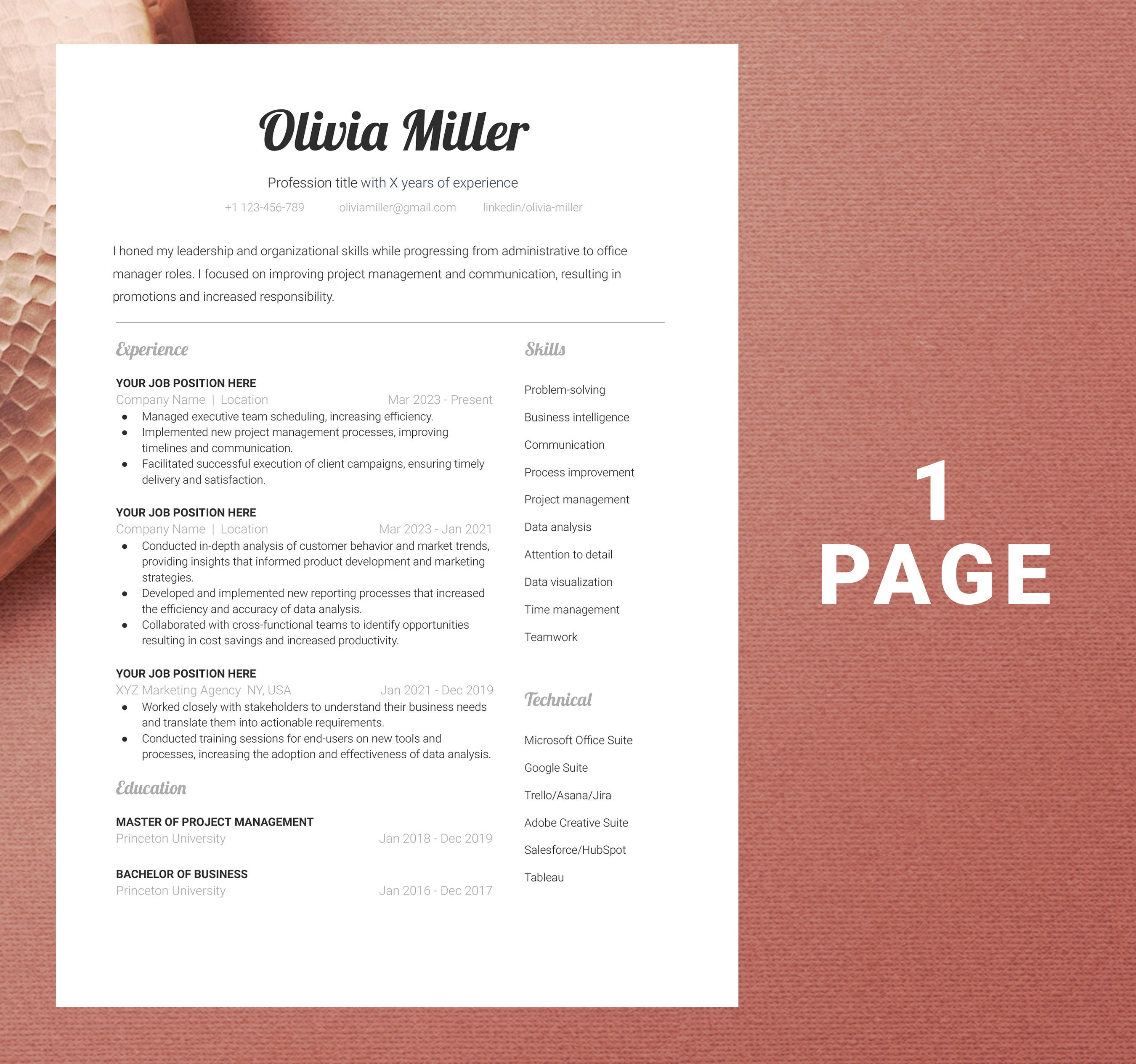 2023 Digital Resume Template for Google Docs, Word & Pages ATS Friendly ...