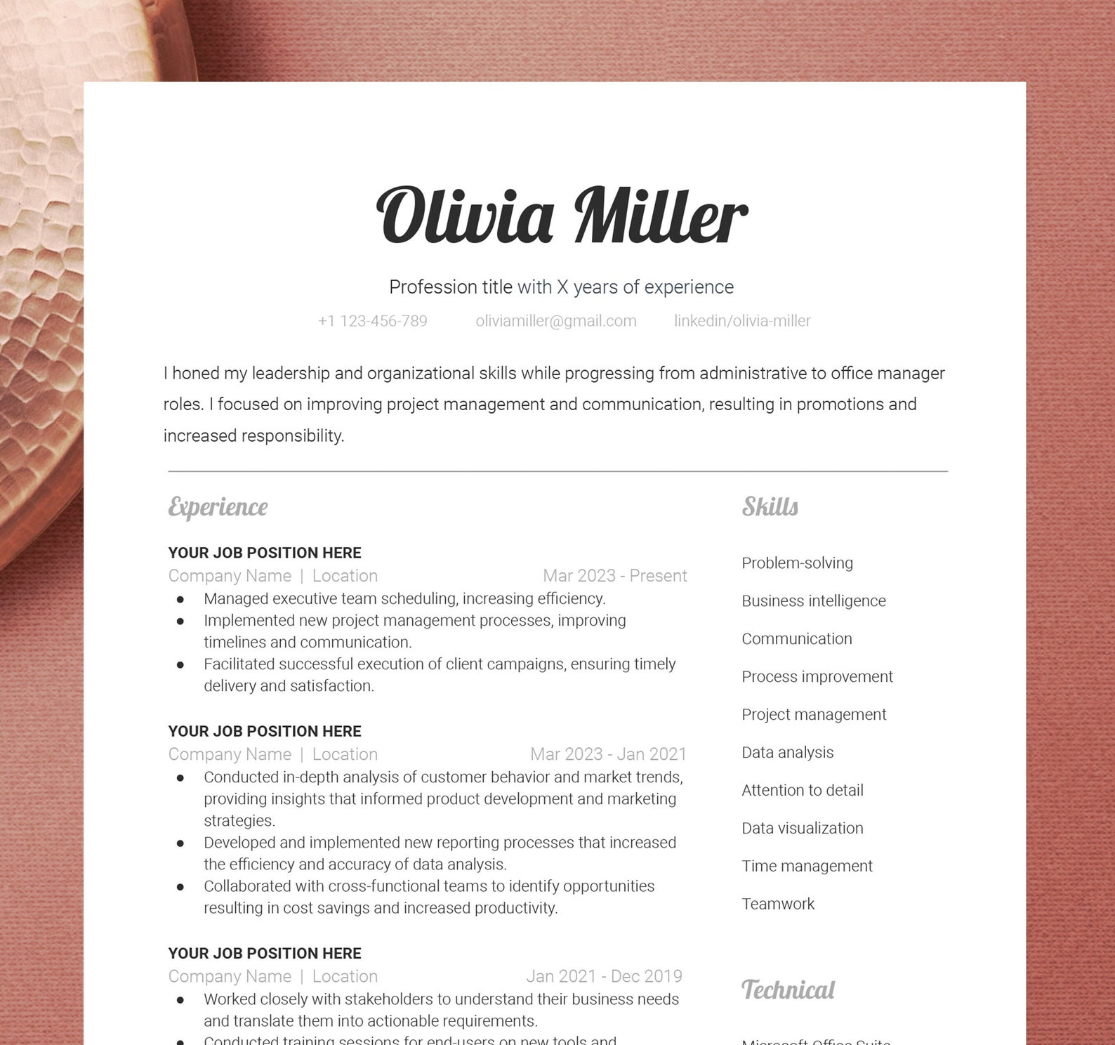2023 Digital Resume Template for Google Docs, Word & Pages | ATS ...