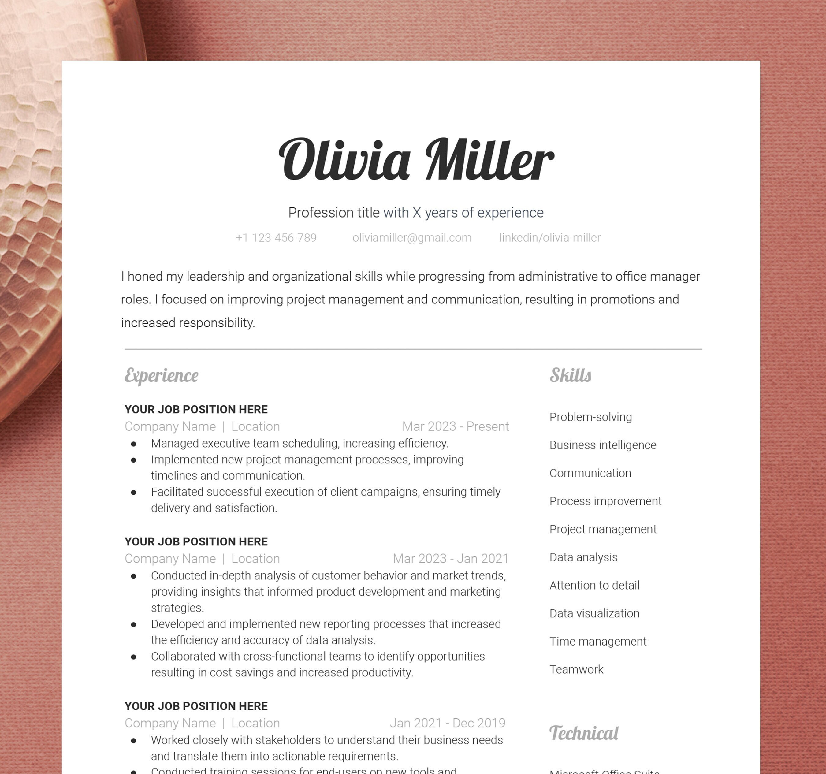 2023 Digital Resume Template for Google Docs, Word & Pages ATS Friendly ...