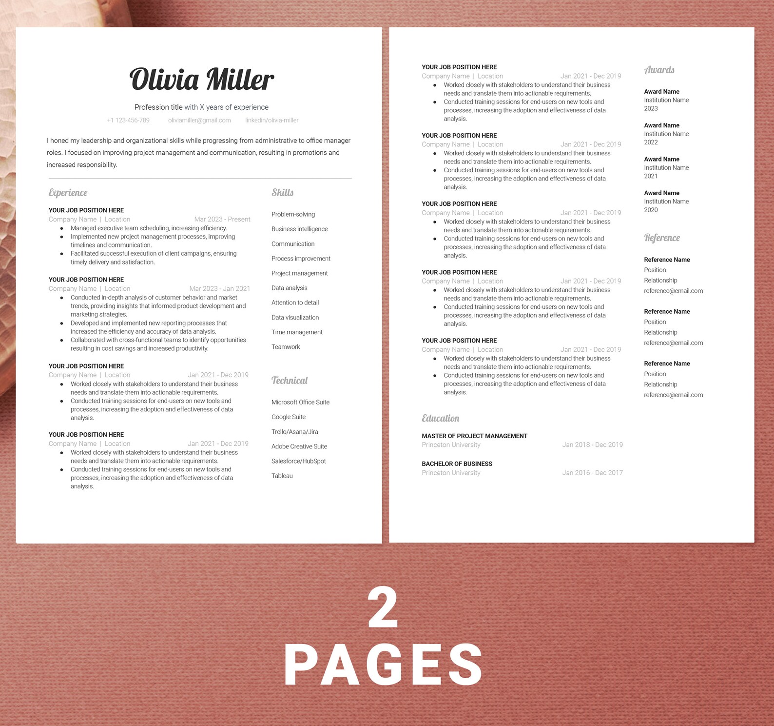 2023 Digital Resume Template for Google Docs, Word & Pages | ATS ...