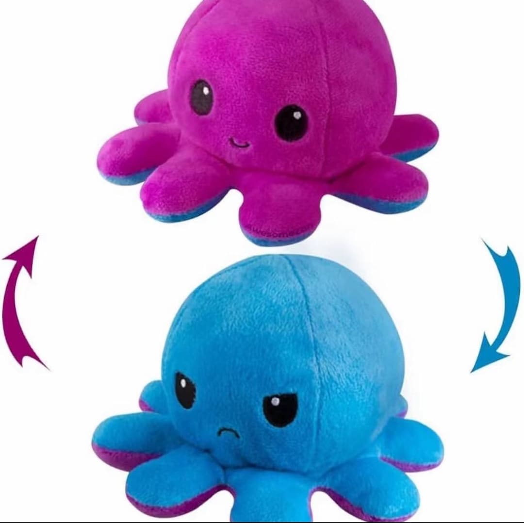 Octopus Reversible Plushie Cute Mood Plush Double-sided Super Soft and ...