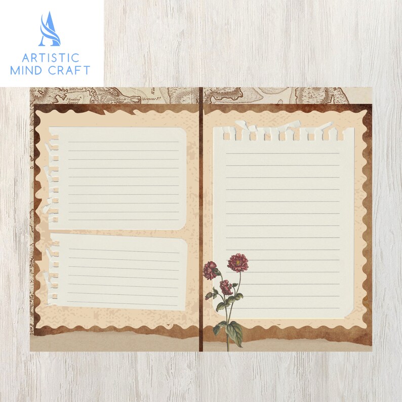 Junk Journal Printable Papers Junk Journal Shabby Pages Blank Lined ...