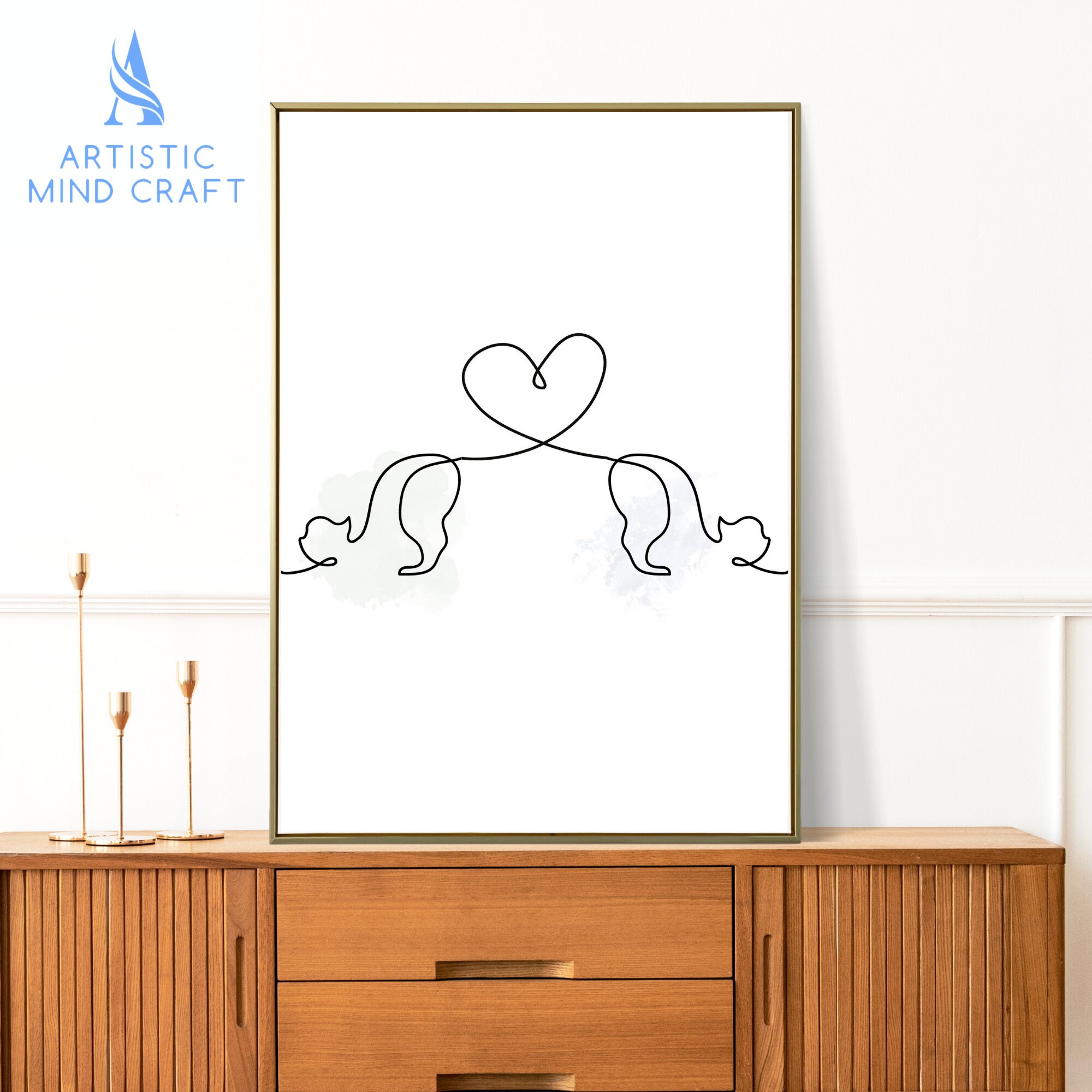 Line Art Cat Drawing Wall Decor Instant Download Prints Cat Lover Pet ...