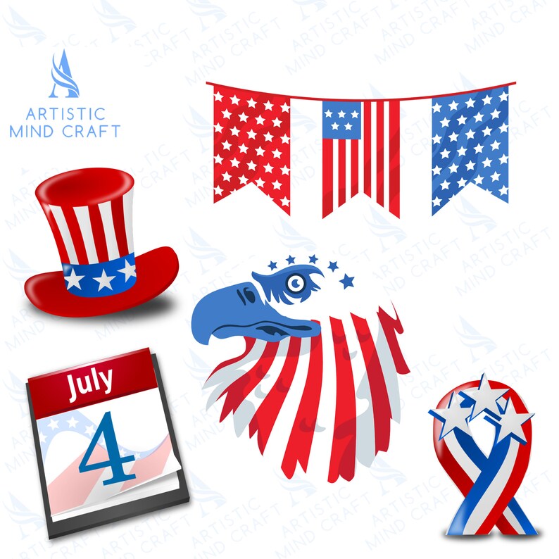 Independence Day Png Clipart 4th of July Watercolor Clipart Bundle ...