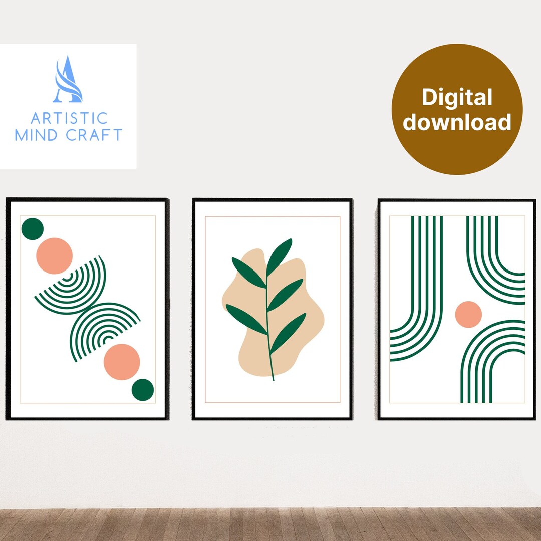 Boho Wall Art Set Of 3 Printable Boho Chic Style Poster Boho Abstract Wall Art Prints Boho