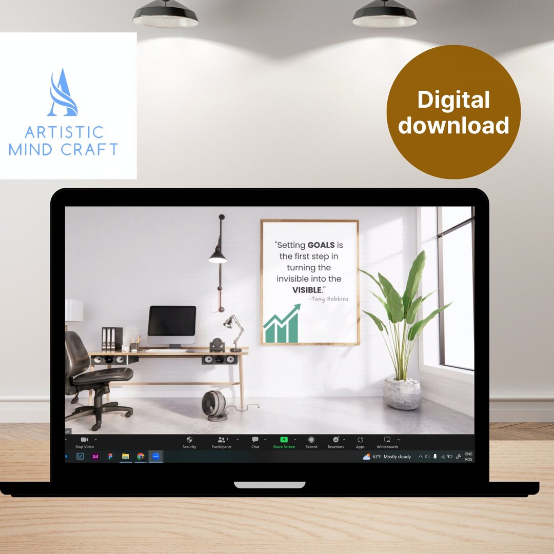 Zoom Background Home Office Realistic Backdrop Best Zoom Background ...