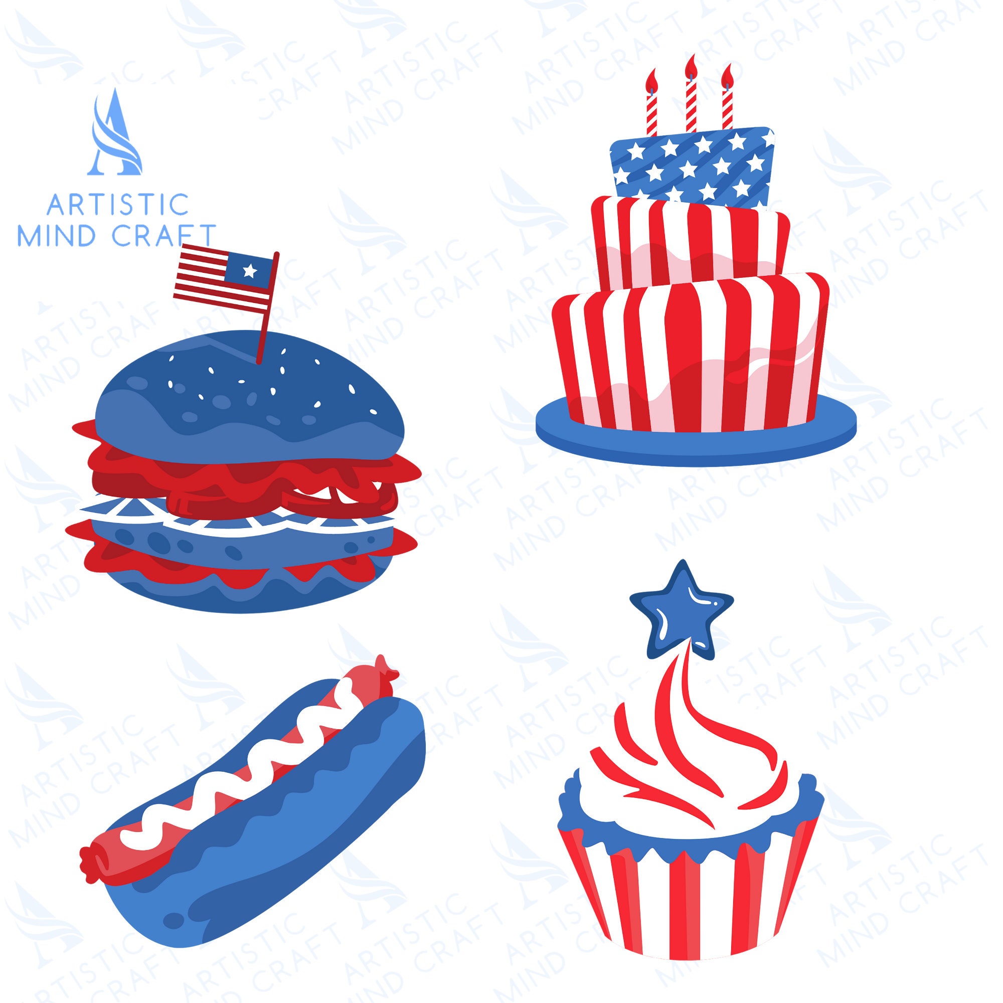 Independence Day Png Clipart 4th of July Watercolor Clipart Bundle ...