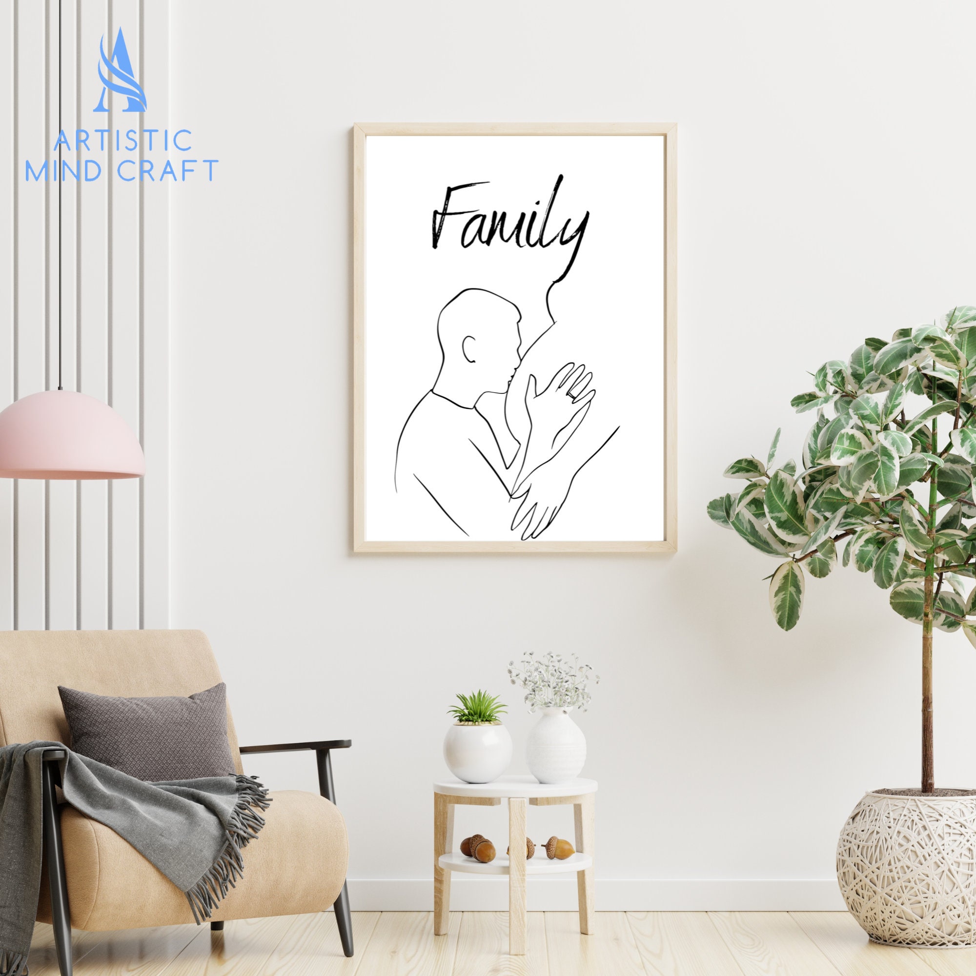 Line Art Pregnant Set of 3 Line Art Drawing Couples One Line Drawing ...
