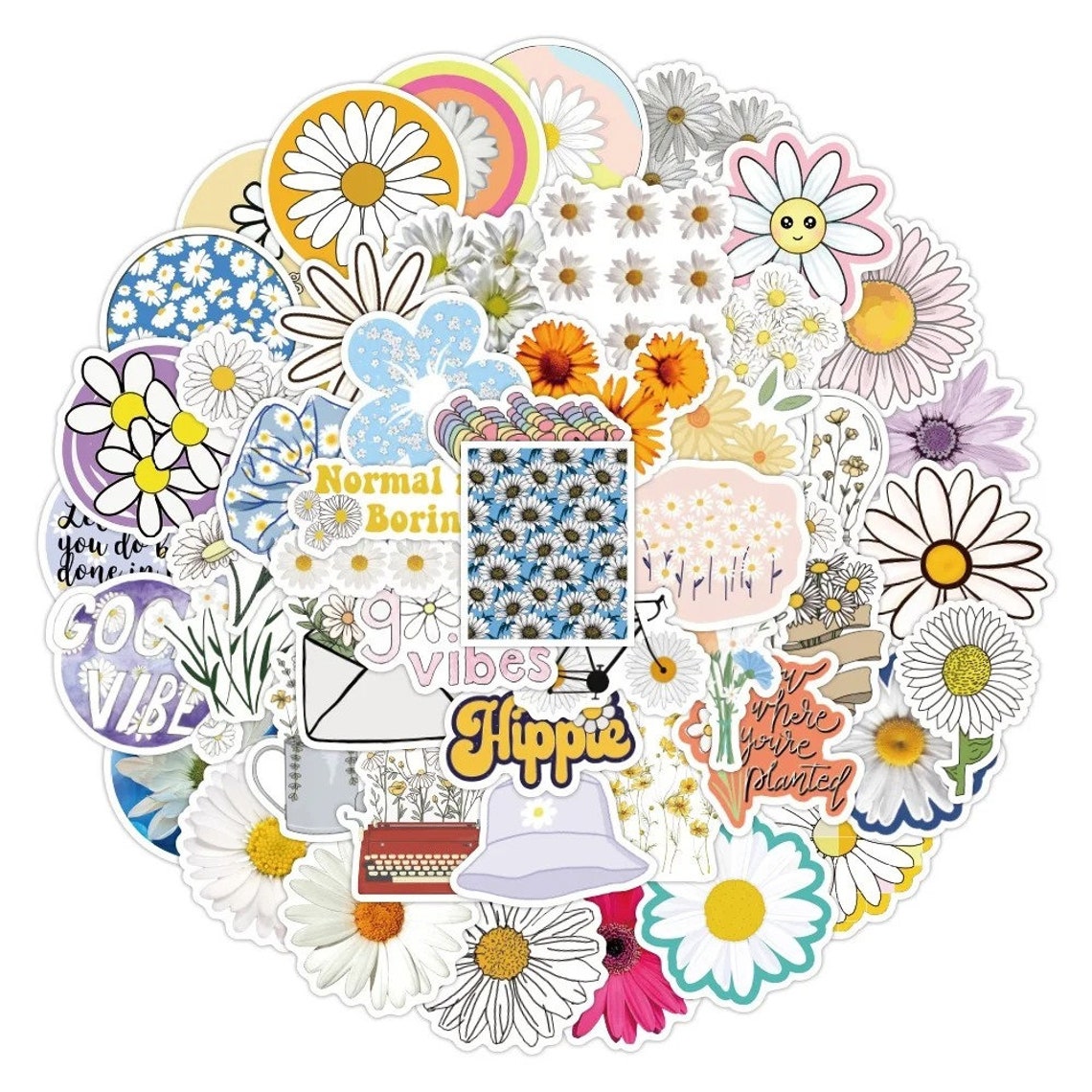 Stickers Aesthetic Daisy Flower Stickers Laptop Pad Phone Case Luggage ...