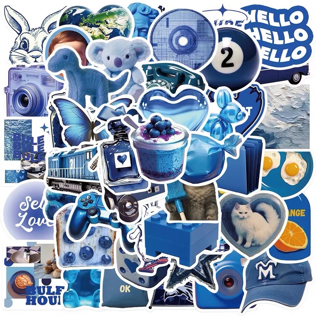 Stickers Dark Blue Sticker Aesthetic Ins Style Cartoon Decals DIY ...