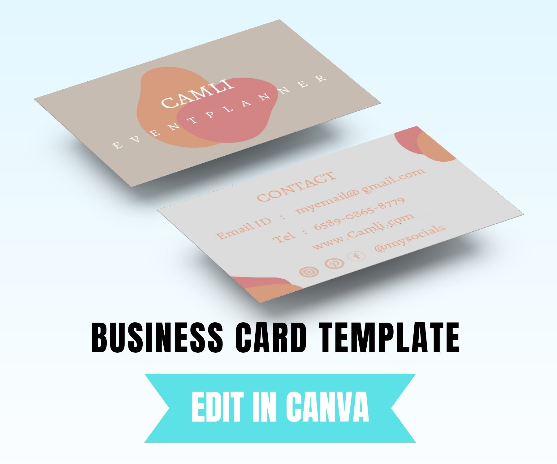 Editable Business Card Template, Minimalist Calling Card, Canva ...