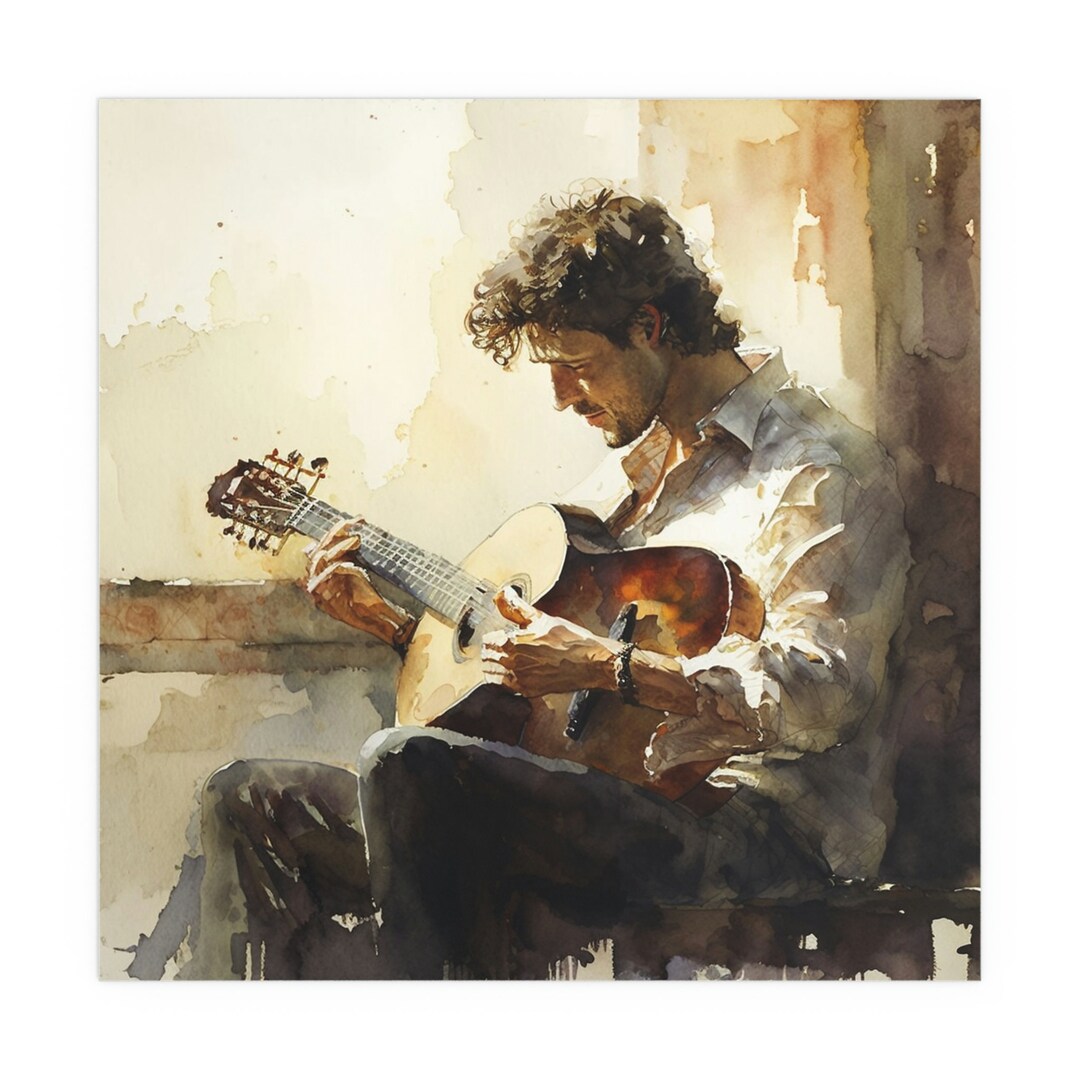 Spanish Guitarist Watercolour Painting | Wall Art | Musician Art ...