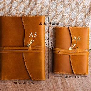 Leather Journal Refillable, Leather Notebook, Travel Journal, A5 A6 ...