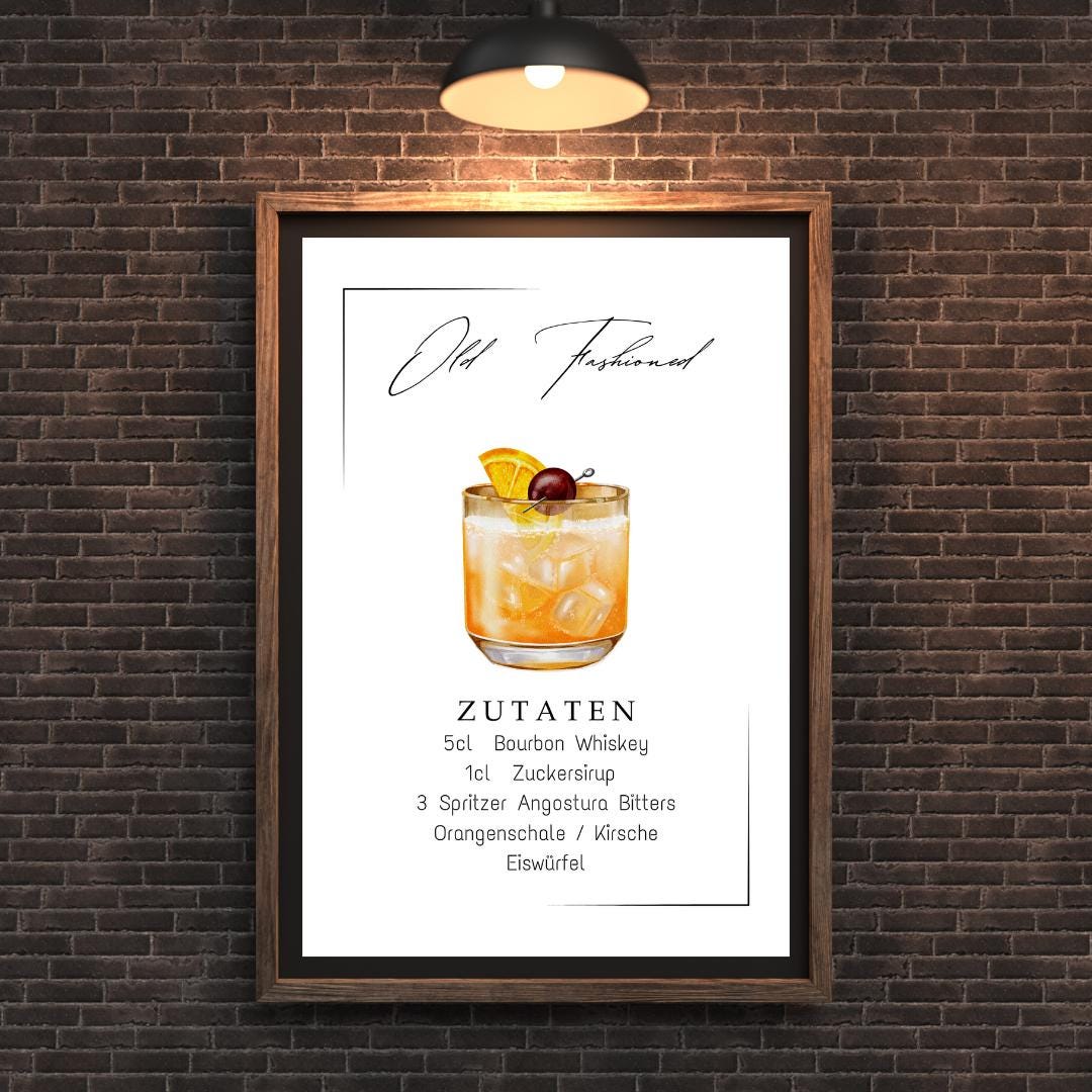 Cocktail Old Fashioned Cocktail Menu to Print - Etsy
