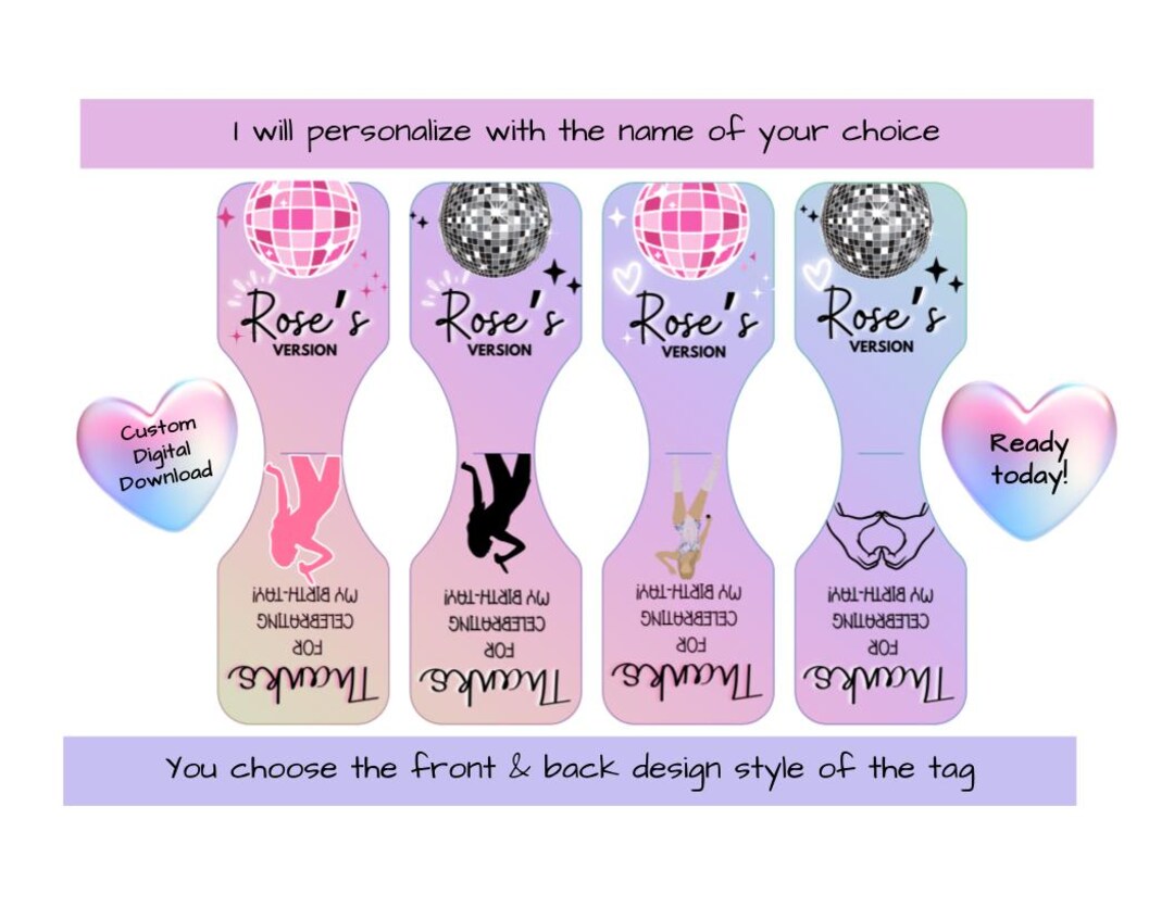 Swiftie Party Favor Tags | in My Birthday Era Scrunchie Friendship ...