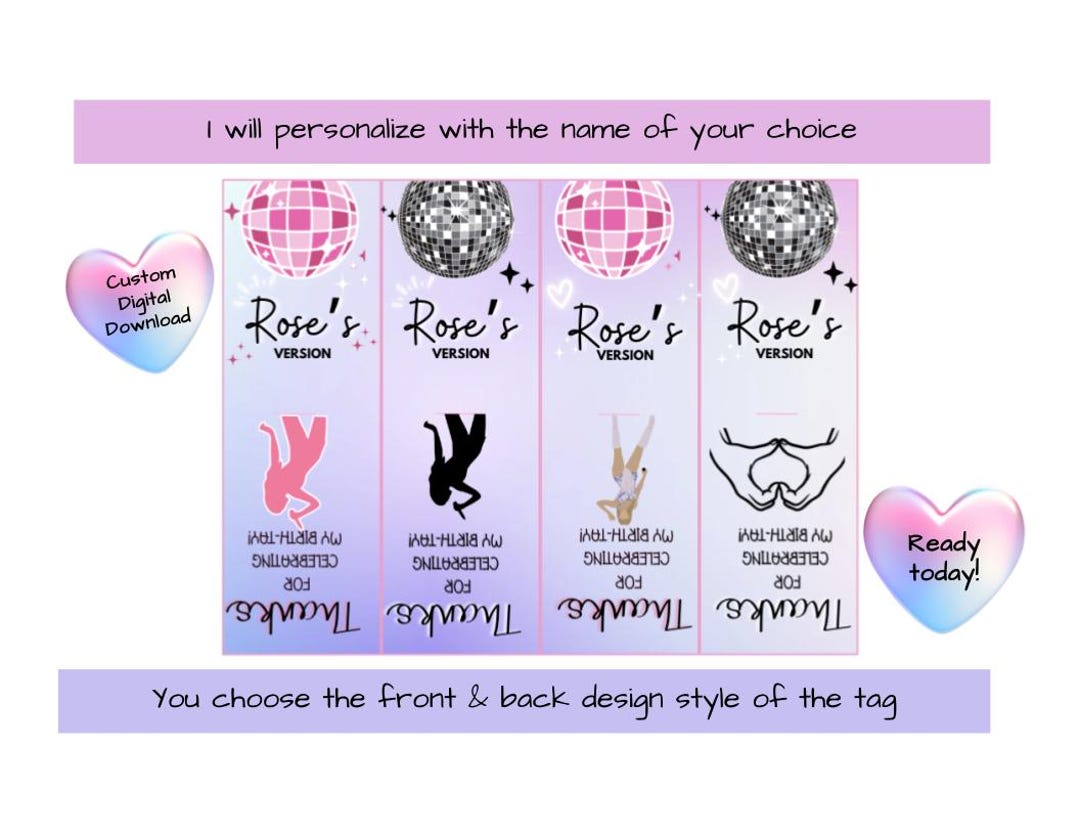 Taylor Swift Custom Party Favor Tags | Birthday Eras Tour Inspired ...