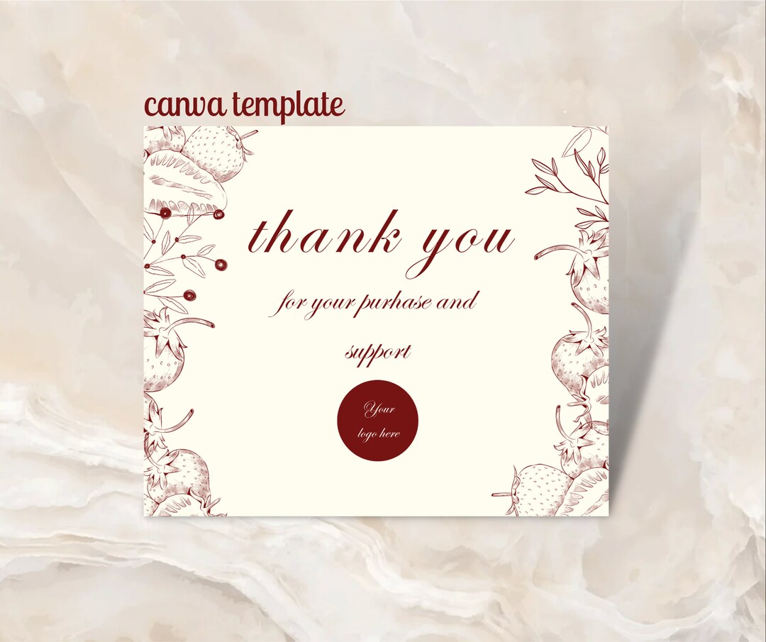 Thank You Card Printable Thank You Card Editable Thank You - Etsy