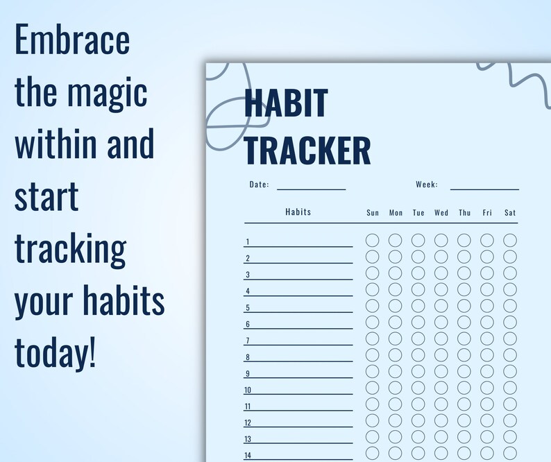 Habit Tracker Digital Habit Tracker Printable Habit Tracker - Etsy