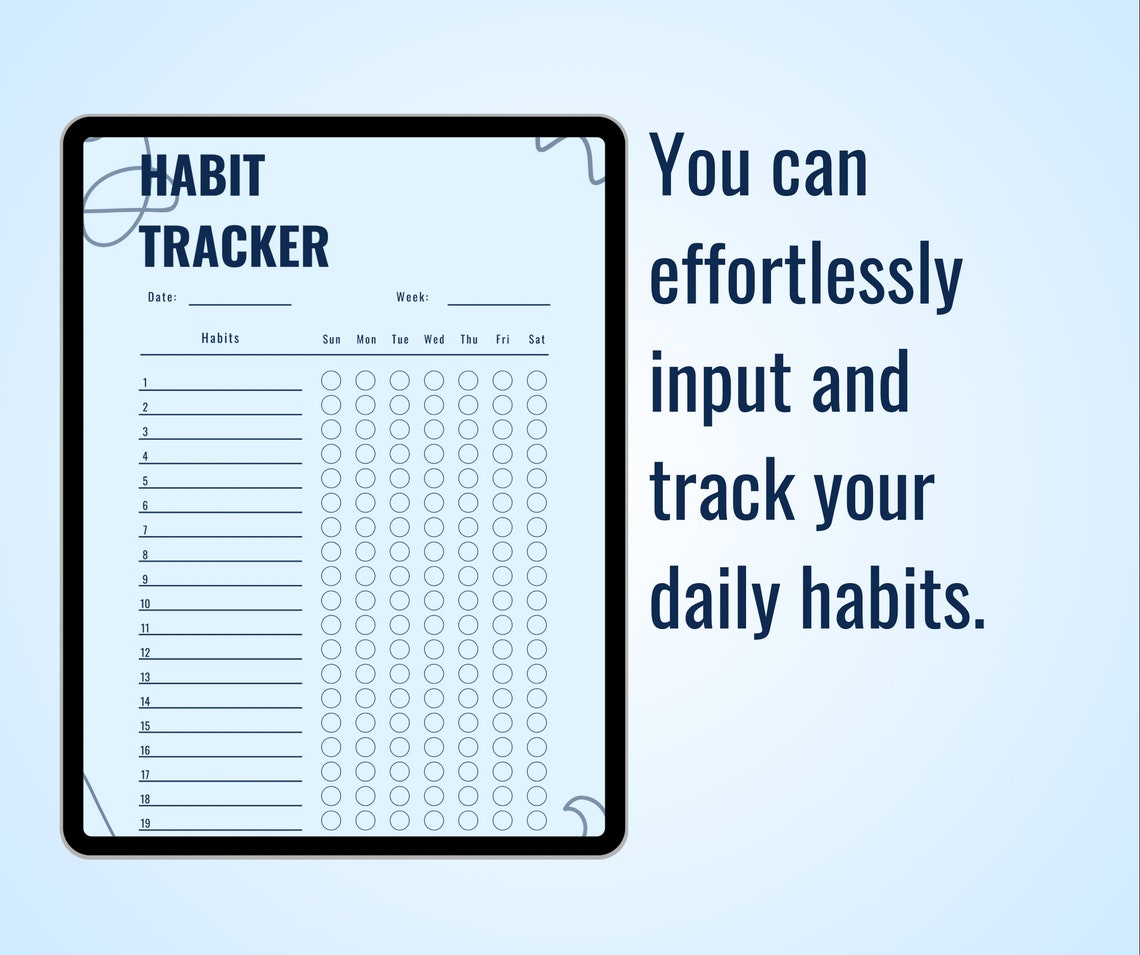 Habit Tracker Digital Habit Tracker Printable Habit Tracker - Etsy