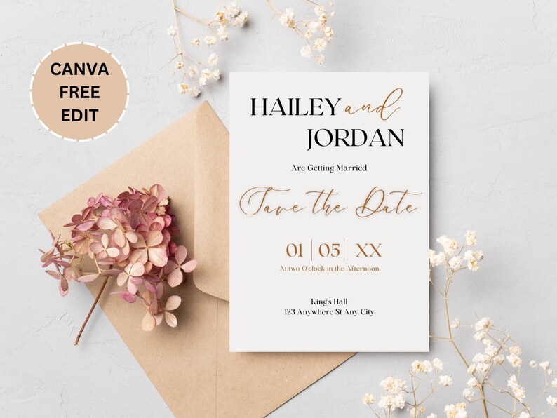 Editable Save the Date Template, Save the Date Card Printable, Modern ...