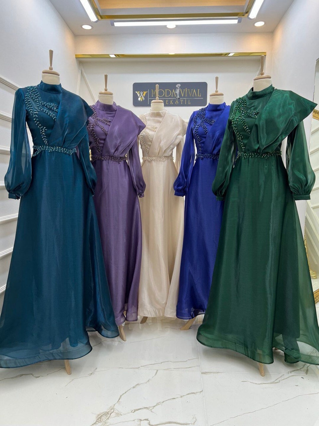 BAŞAK Evening Dress - Hijab Evening Dress With Flight Fabric, Made in ...