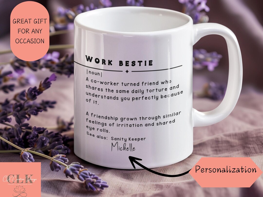 Personalized Work Bestie Mug: Funny Office Gift - Etsy