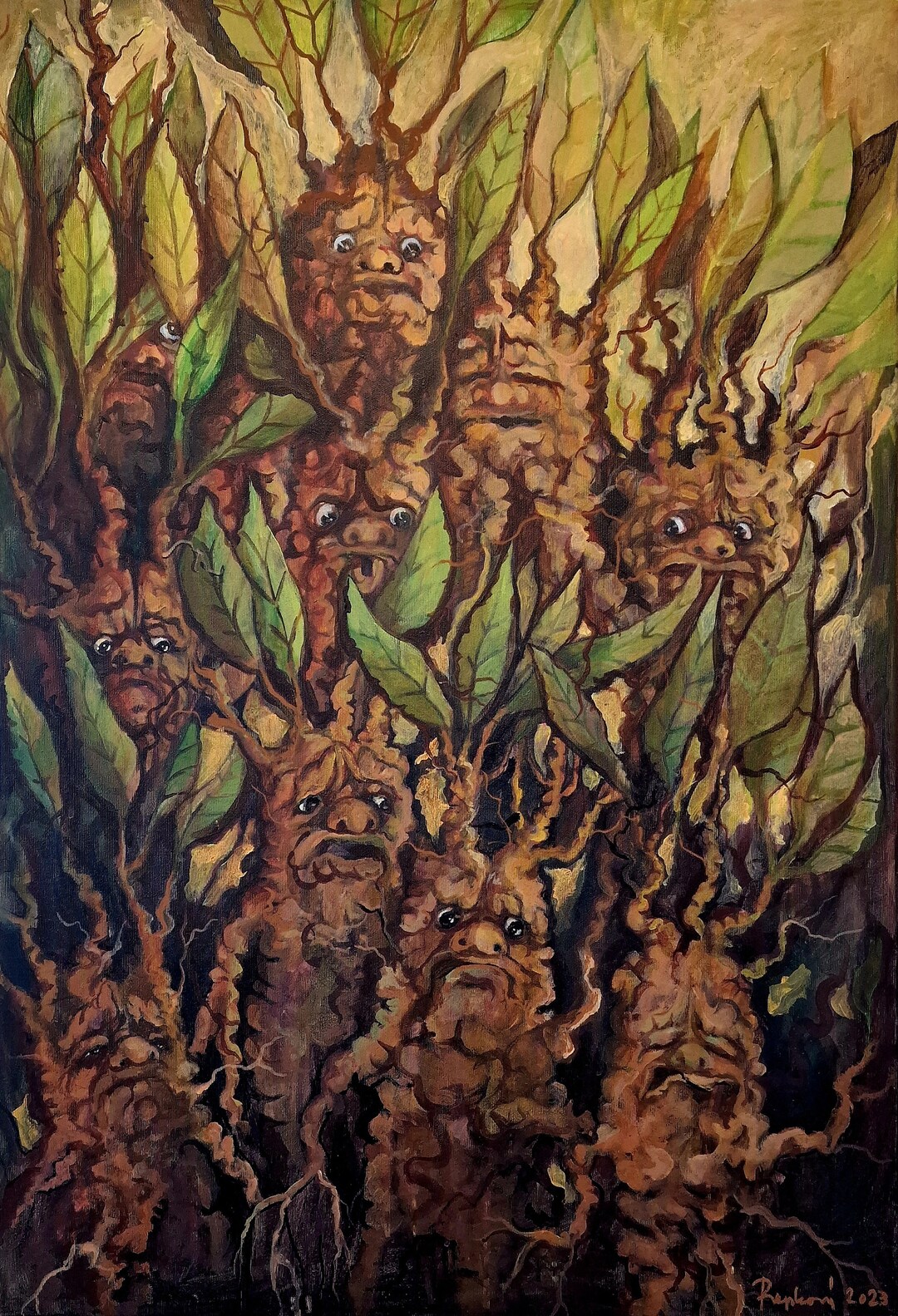 Mandrakes, Original Acrylic Painting on Canvas, Interior Painting - Etsy