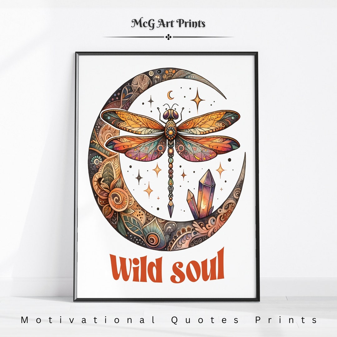 Wild Soul Celestial Dragonfly Wall Art Print Twinkling Star Moon ...