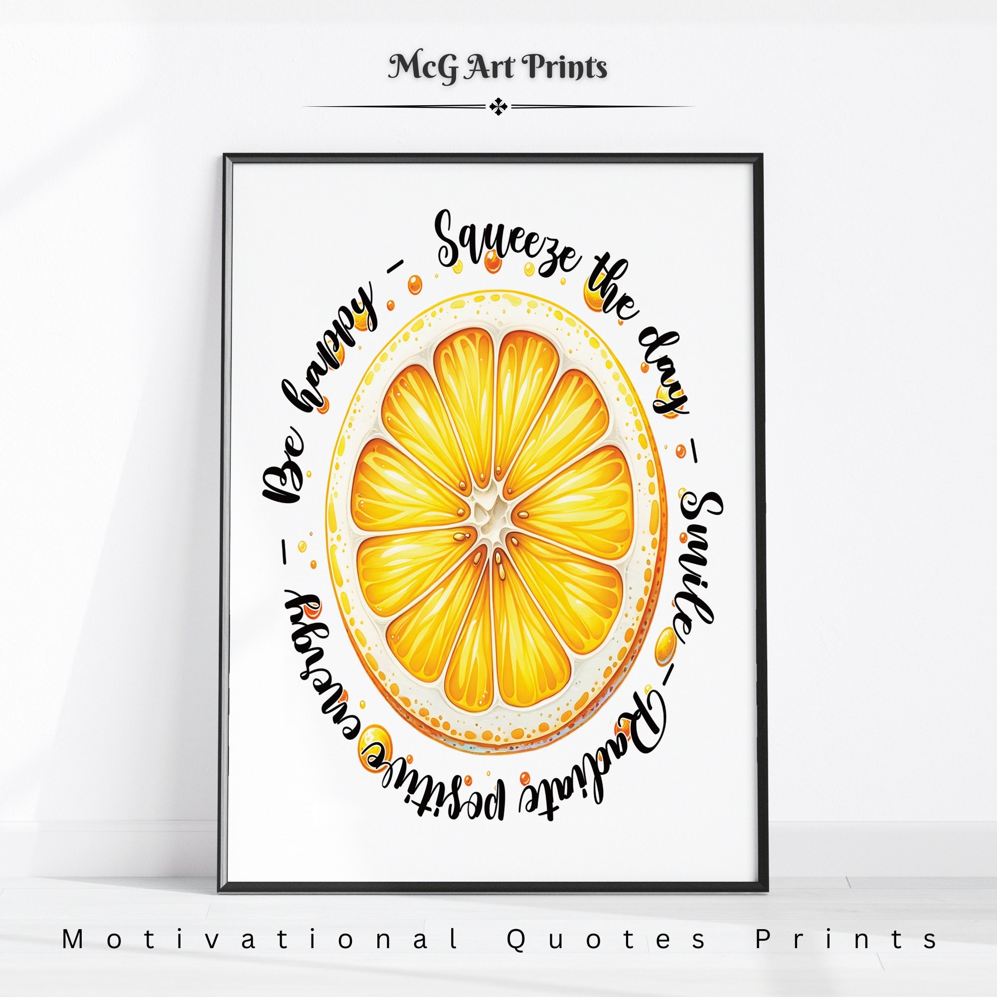 Squeeze the Day Circular Motivational Sayings Wall Art Print ...