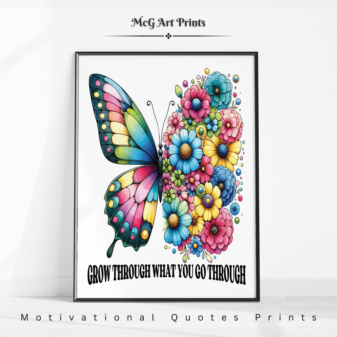 Grow Through What You Go Through Motivational Quote Wall Art Print ...