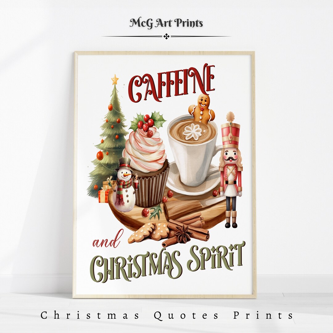 Christmas Quotes Wall Art Print Coffee Lover Living Room Decor Funny ...