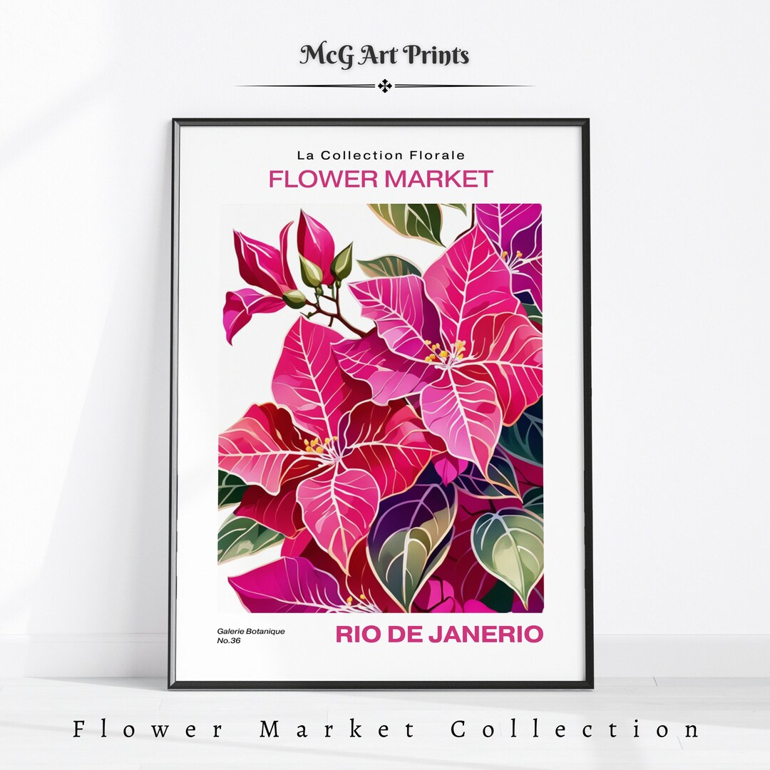 Rio De Janeiro Flower Market Wall Art Poster Print Red Azalea Plant ...