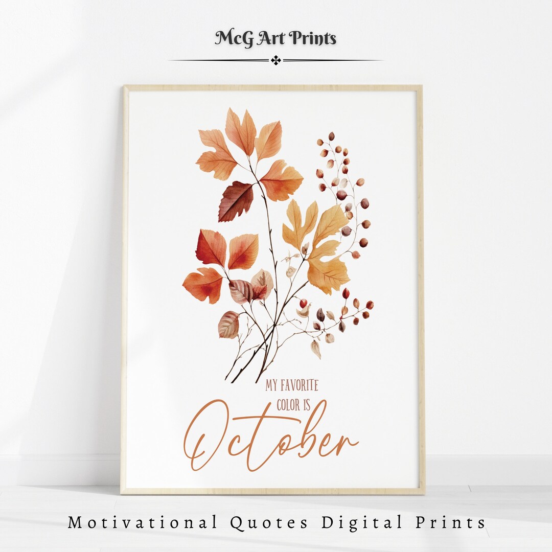 My Favorite Color is October Wall Art Print Autumn Leaves Fall Poster ...