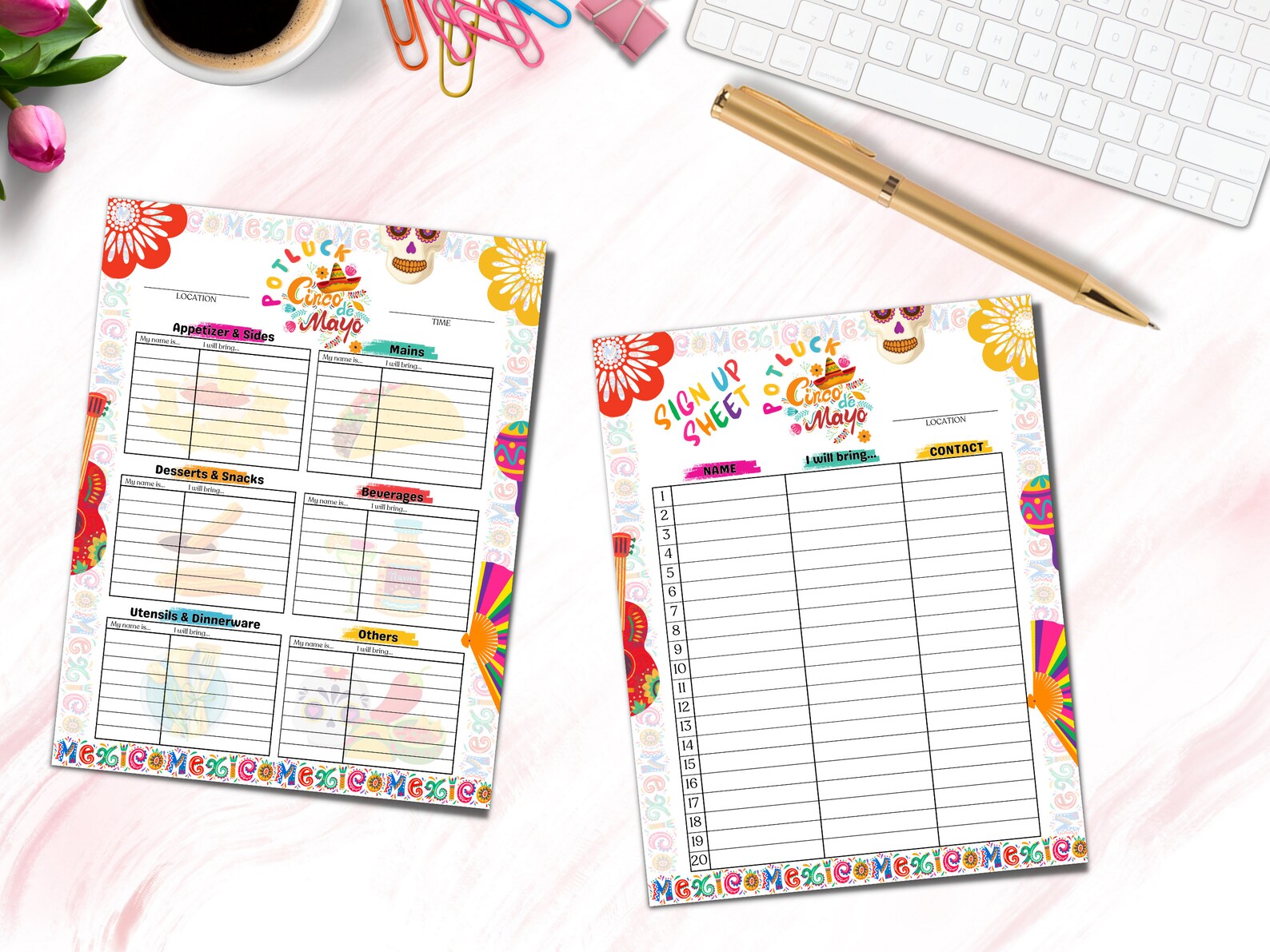 Cinco De Mayo Potluck Sign up Sheet Printable Instant Download W/ Bonus ...