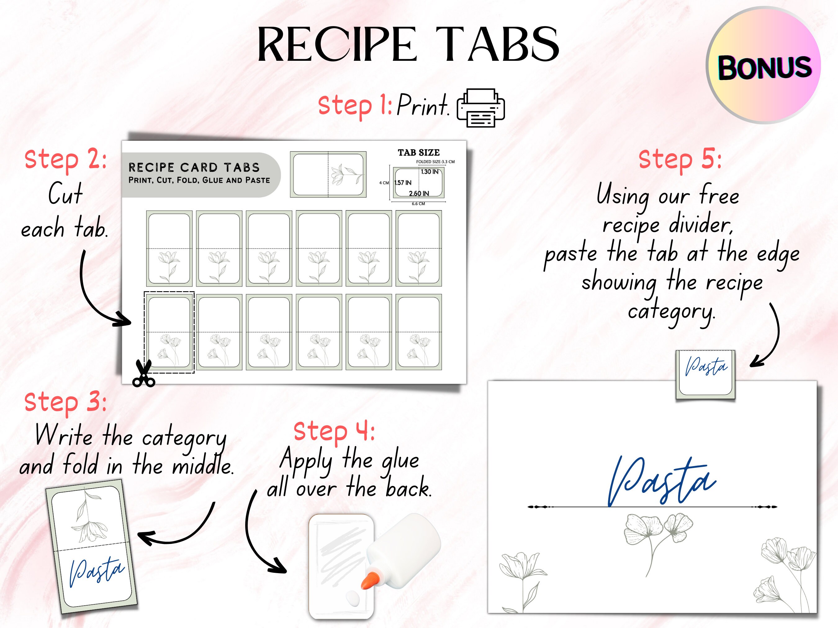 Printable Recipe Card Recipe Dividers & Tabs Recipe Sheet - Etsy