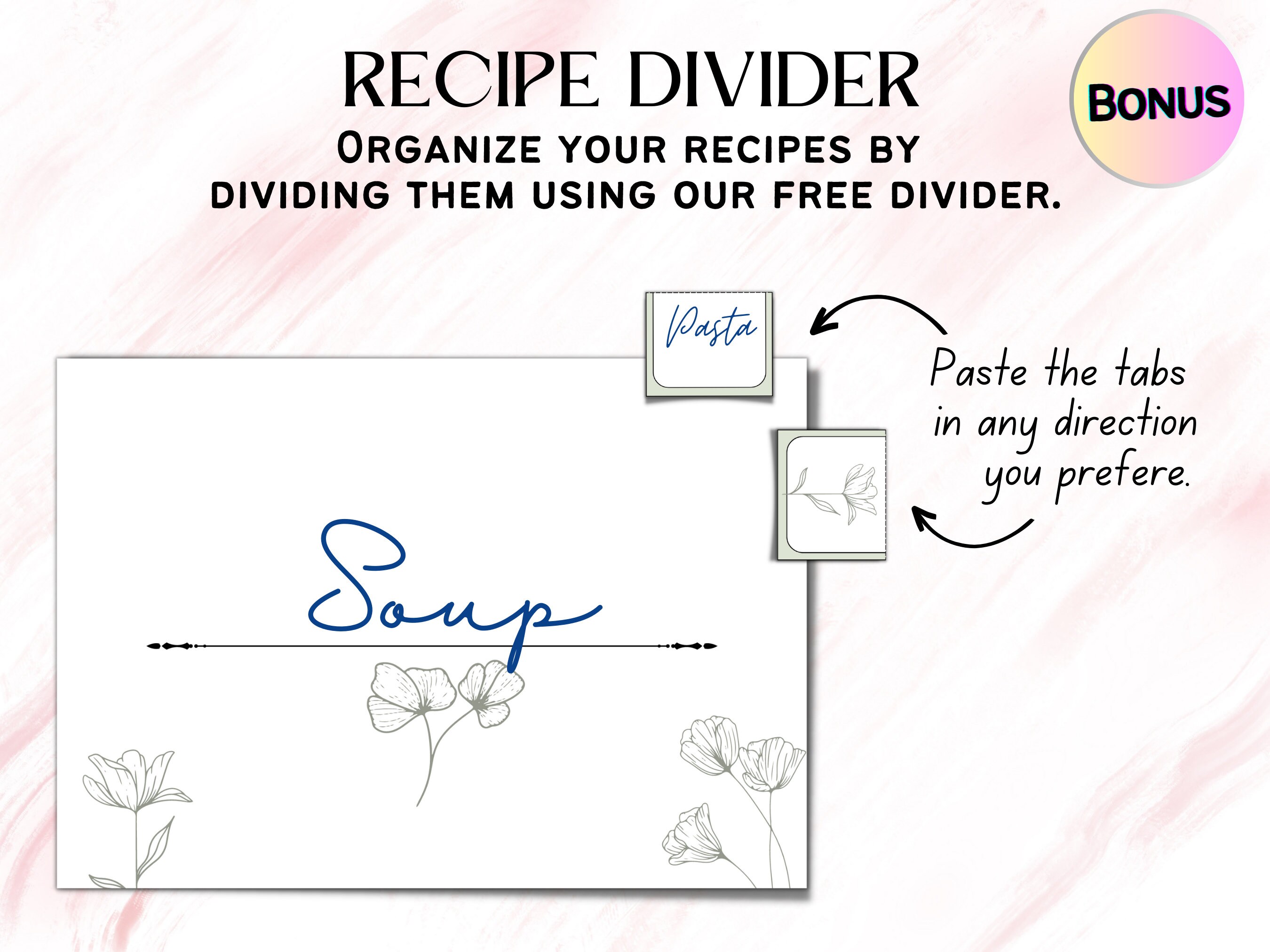 Printable Recipe Card Recipe Dividers & Tabs Recipe Sheet - Etsy