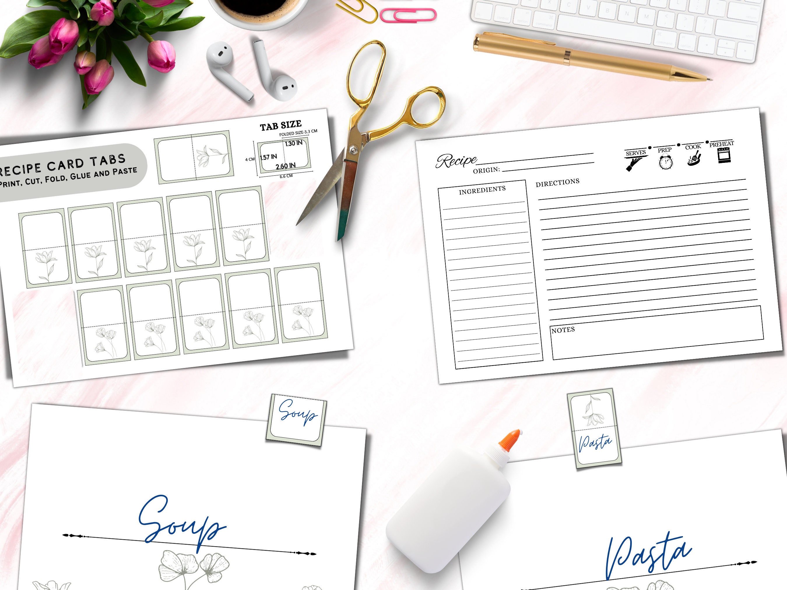 Printable Recipe Card Recipe Dividers & Tabs Recipe Sheet - Etsy