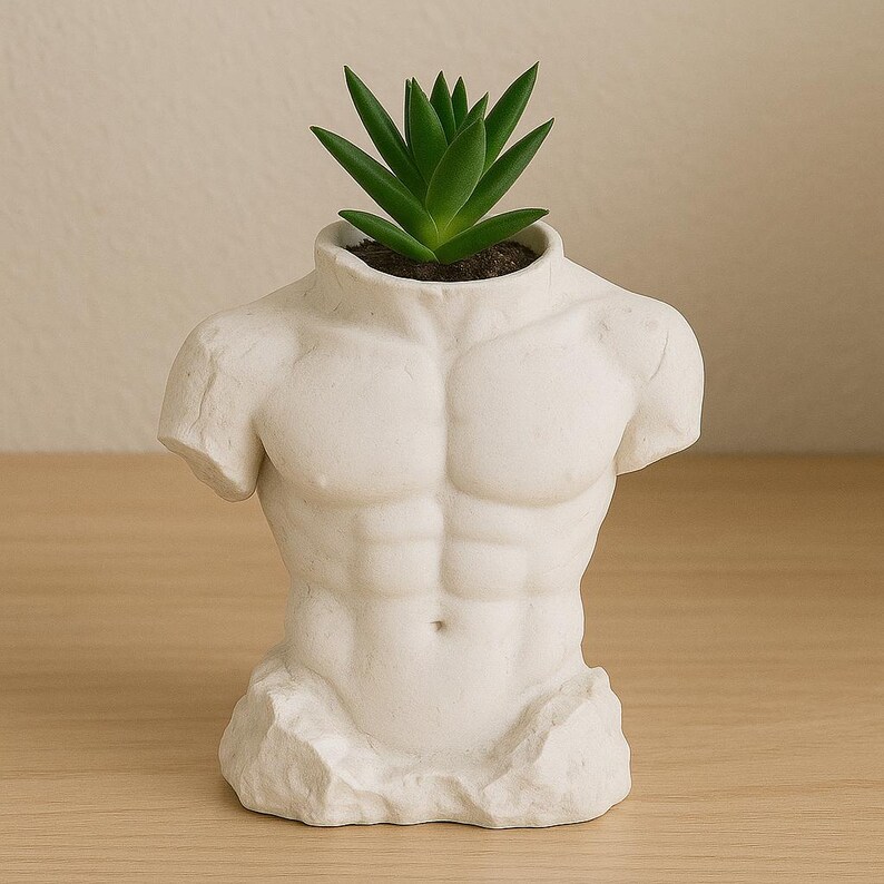 Muscle Torso Vase STL | Male Body Planter 3D Print File | Statue ...