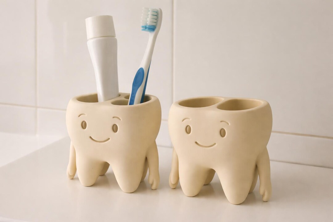 Smiling Molar Toothbrush and Toothpaste Holder – 2 Designs STL ...