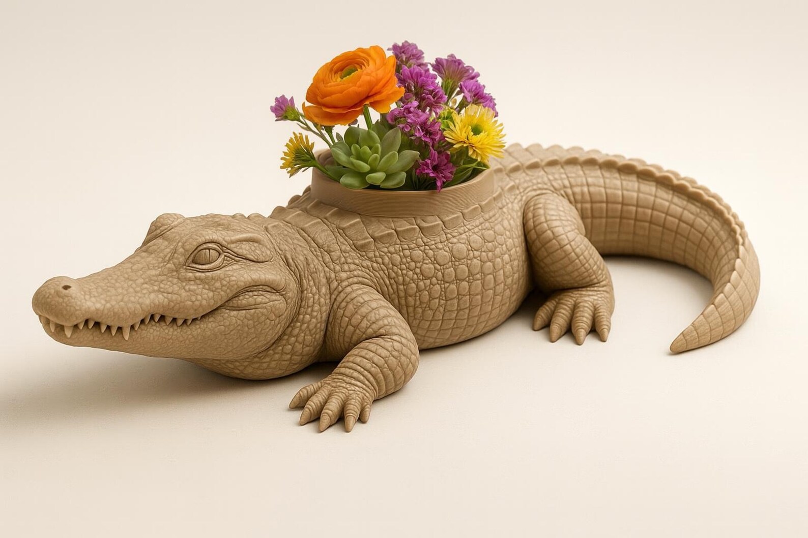 Crocodile Planter STL – Alligator Flower Pot – Animal Planter 3D Print ...