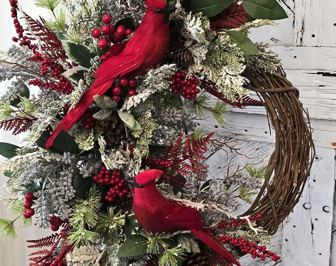 Christmas Wreath, Winter Wreath, Front Door Wreath, Winter Flock ...