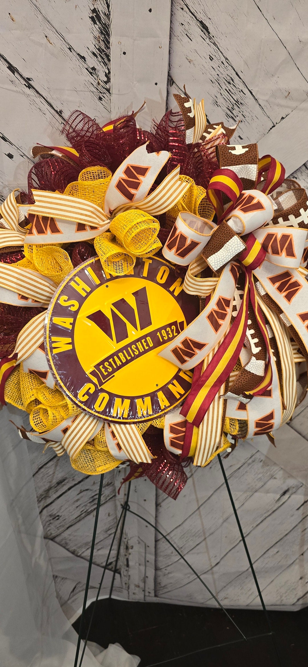 XL Larger Washington Commander Football Fan Wreath, Deco Mesh Wreath ...