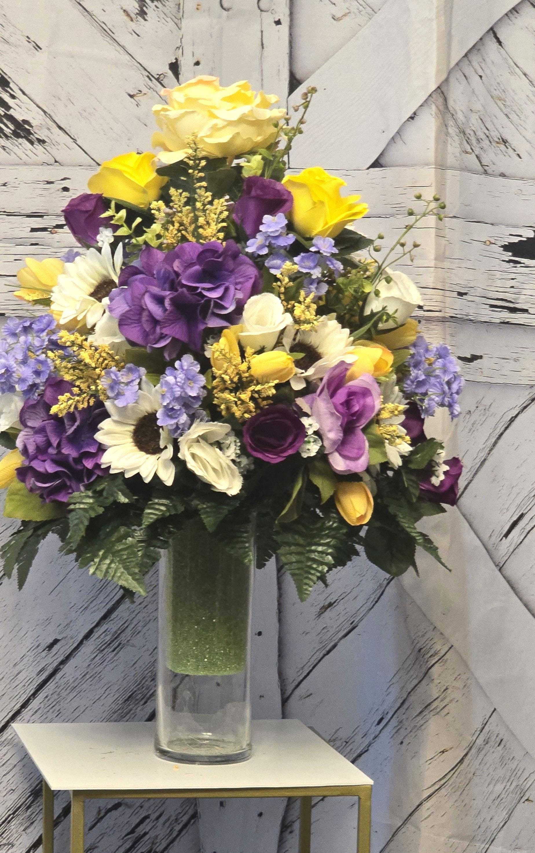 Purple Hydrangea Funeral Arrangement: Gravesite Floral Decoration - Etsy