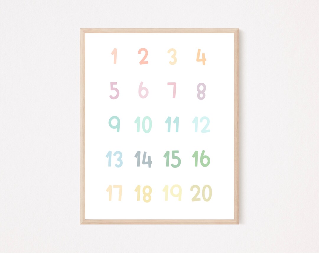 Numbers 1-20 POSTER Nursery Classroom Decor Printable Playroom Decor ...