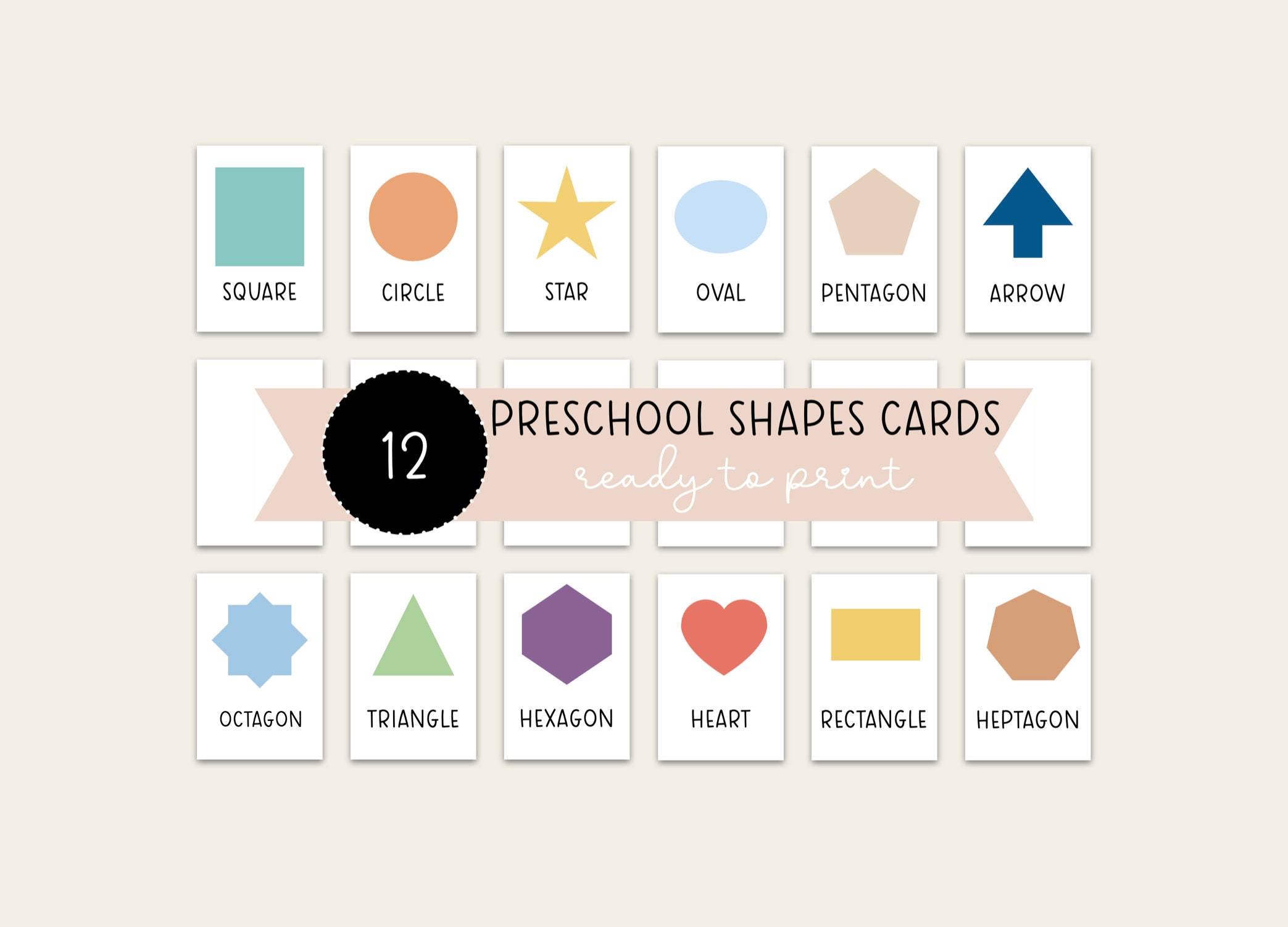 Shapes Cards Montessori, Alphabet, Letters Learning Material Children ...