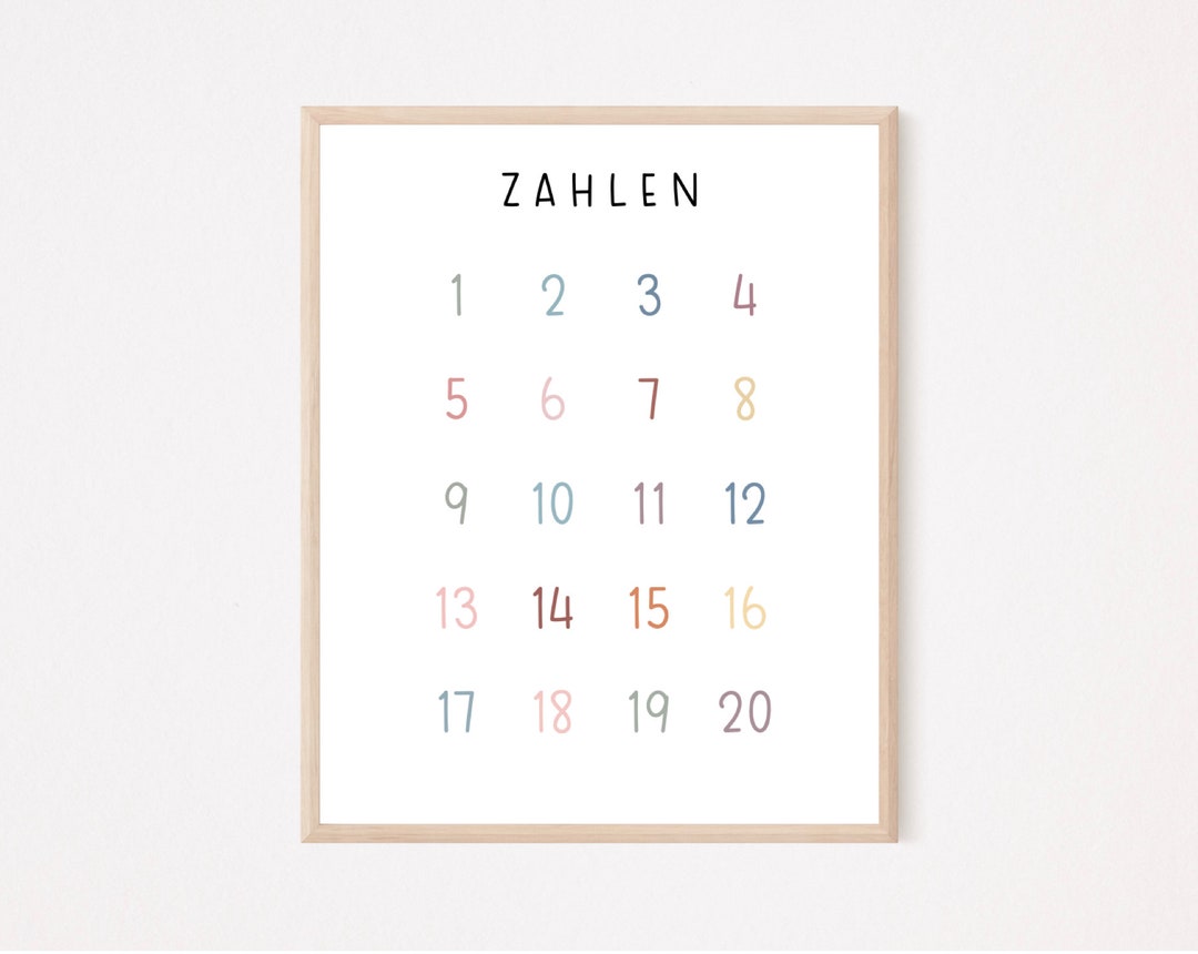 Numbers 1-20 POSTER Nursery Classroom Decor Printable Playroom Decor ...