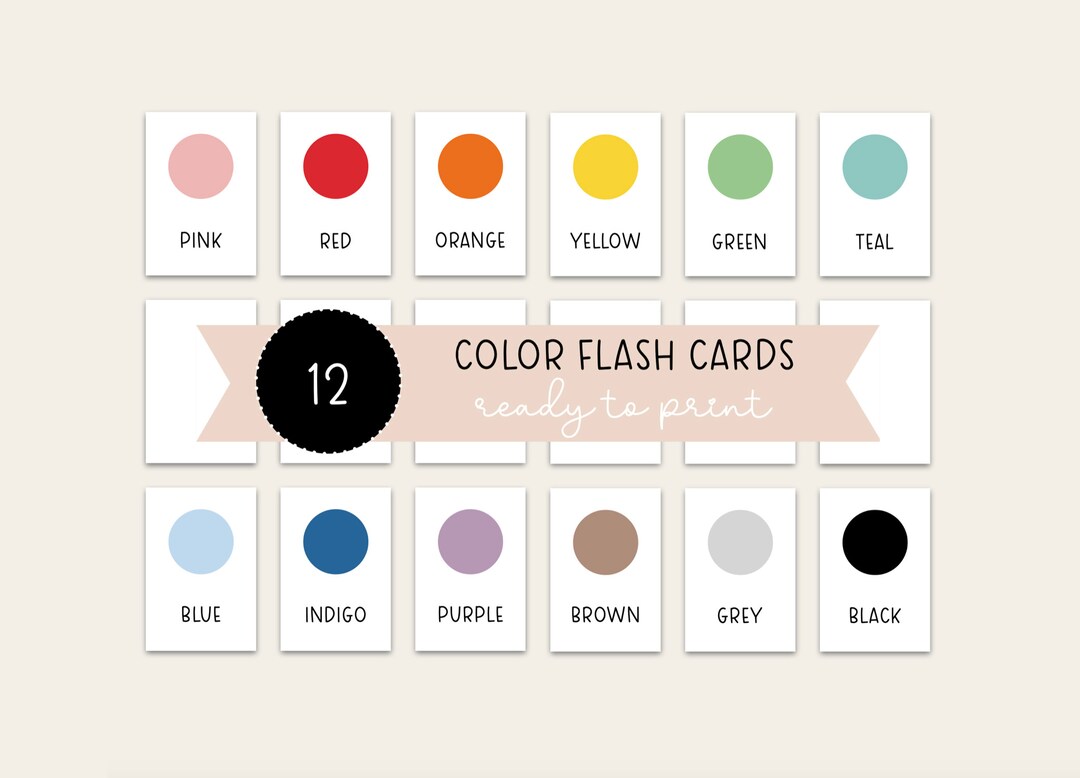 12 Color Cards Montessori, Learn Colors, Learning Material for Children ...