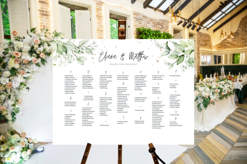 Wedding Seating Chart Floral Seating Chart Template Floral - Etsy