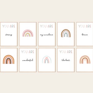 10 POSTER Set Nursery, Affirmation Rainbow, Printable, Playroom Decor ...