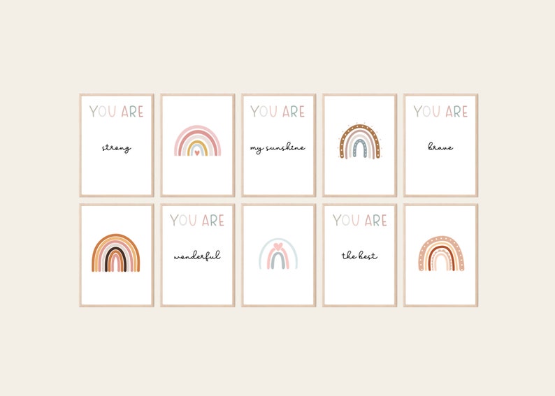 10 POSTER Set Nursery, Affirmation Rainbow, Printable, Playroom Decor ...